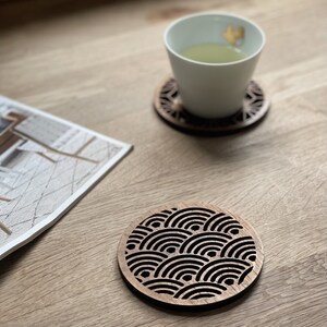 Japanese Patterns Upcycled Teak Wood Coasters - Individual / Set of 4 ...