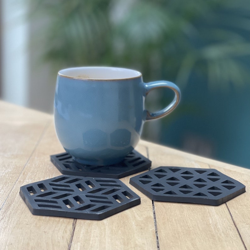 Zeta Handcrafted Recycled Rubber Coaster Set of 2 or 4 - Etsy