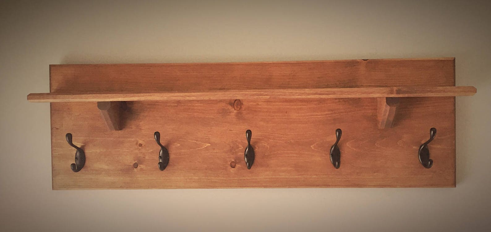 Rustic Coat Rack / Wall Coat Hanger / Rustic Wall Shelf - Etsy