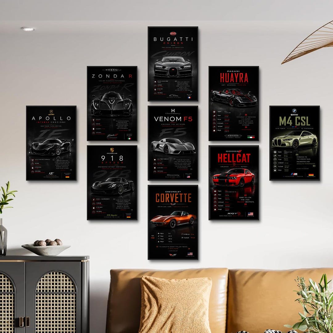 Vintage Racing Car Wall Art Supercar Poster Print, Classic Sports Car ...