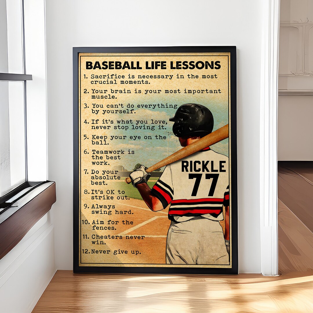 Personalized Baseball Life Lessons Poster, Canvas, Vintage Style ...