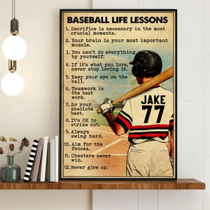 Personalized Baseball Life Lessons Poster, Canvas, Vintage Style ...
