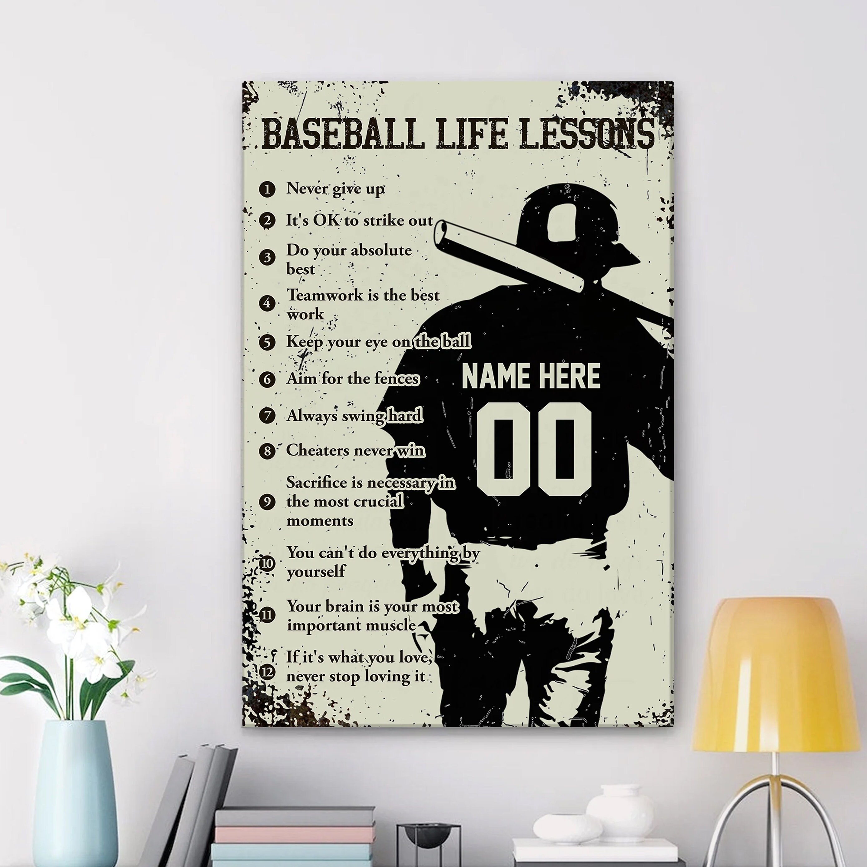 Personalized Baseball Poster/canvas – Custom Name & Number – Baseball ...