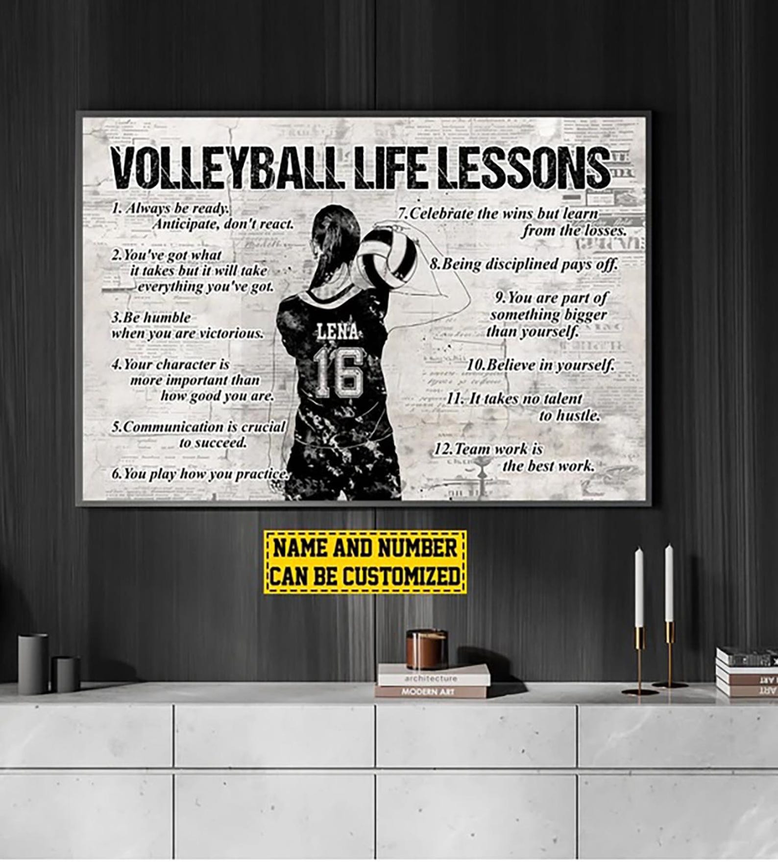 Volleyball Life Lessons, Personalized Motivational Volleyball Canvas ...