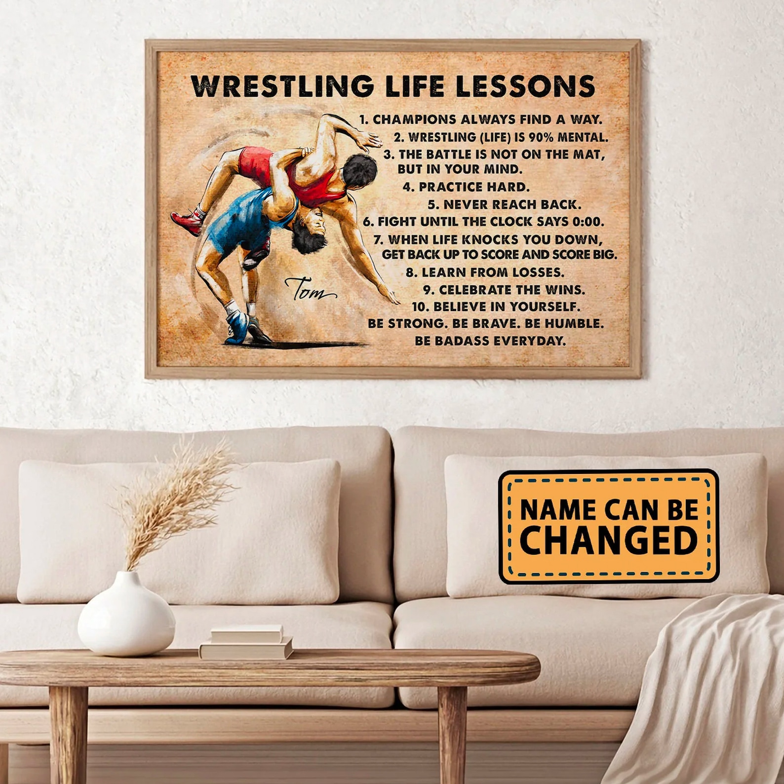 Wrestling Life Lessons Personalized Horizontal Poster, Canvas, Custom ...