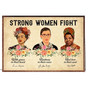 Strong Women Fight Horizontal Poster, Grace, Kindness, Love, Feminist ...
