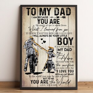 To My Dad Poster Motorbike Unframed Poster, Wall Art Decor, Father ...
