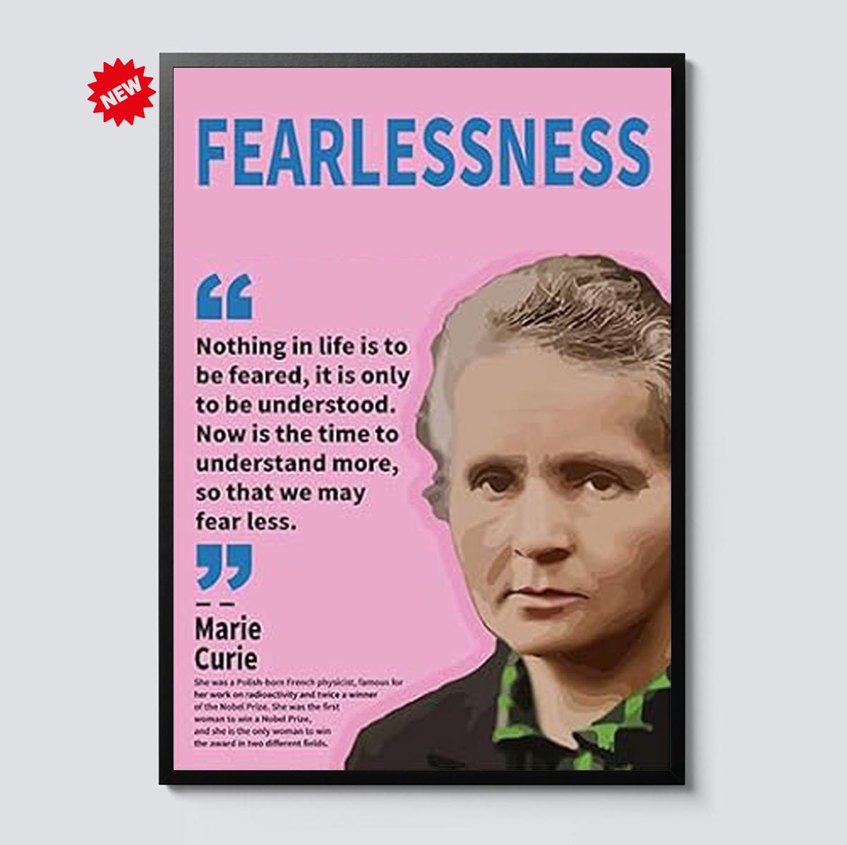 Fearlessness Marie Curie Quote Poster, Inspirational Science Wall Art ...