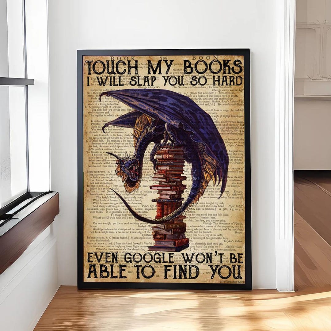 Touch My Books Vertical Poster - Vintage Poster, Reading Girl Retro ...