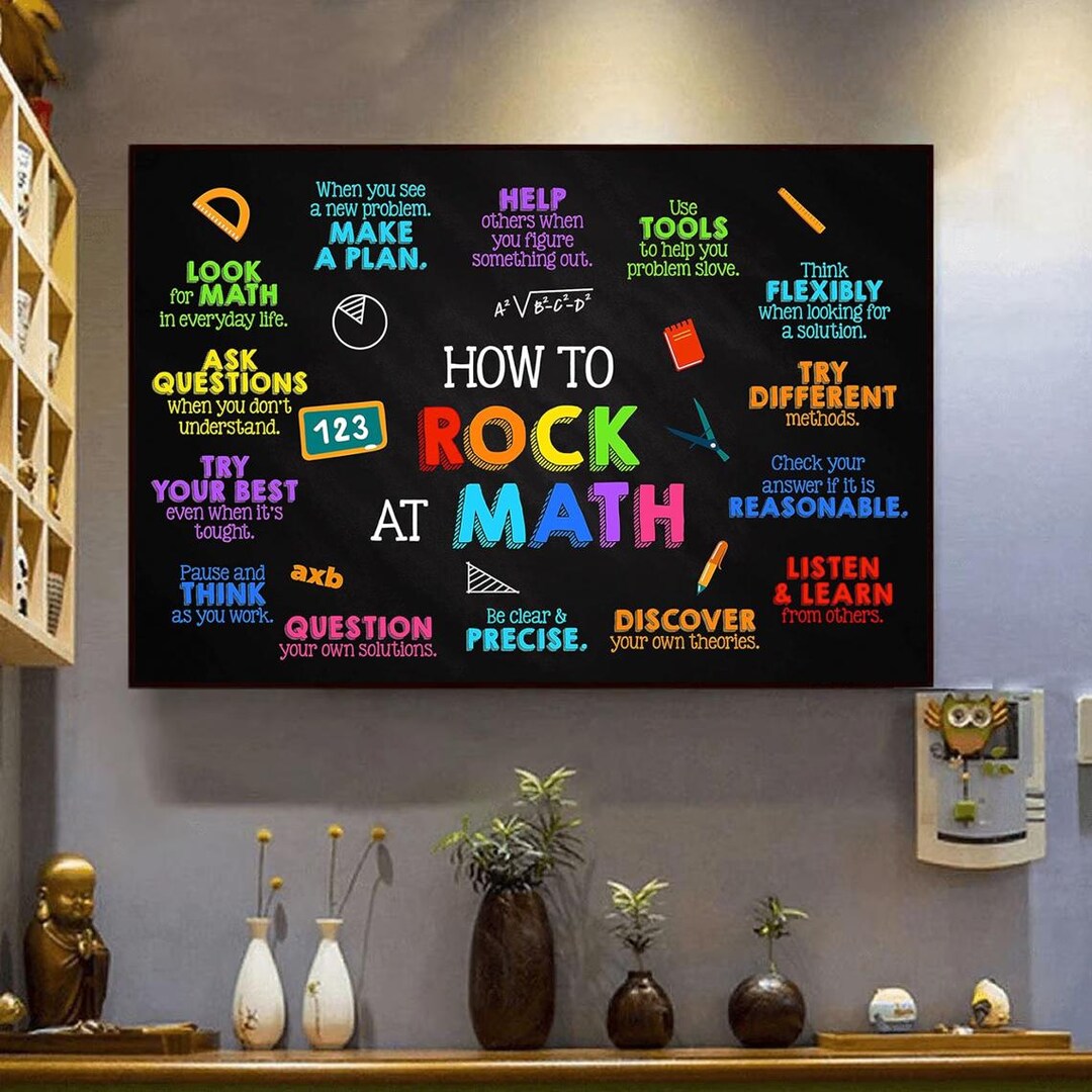How to Rock at Math Poster, Math Classroom Decor for Middle High School ...