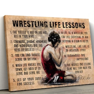 Personalized Wrestling Life Lessons Poster, Custom Name Canvas ...