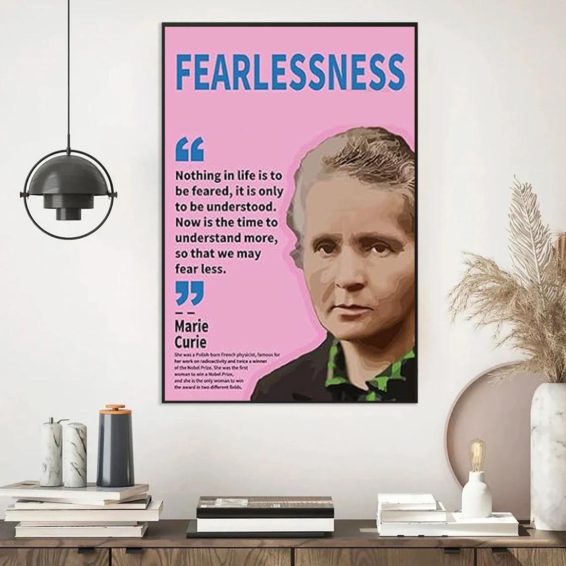 Fearlessness Marie Curie Quote Poster, Inspirational Science Wall Art ...