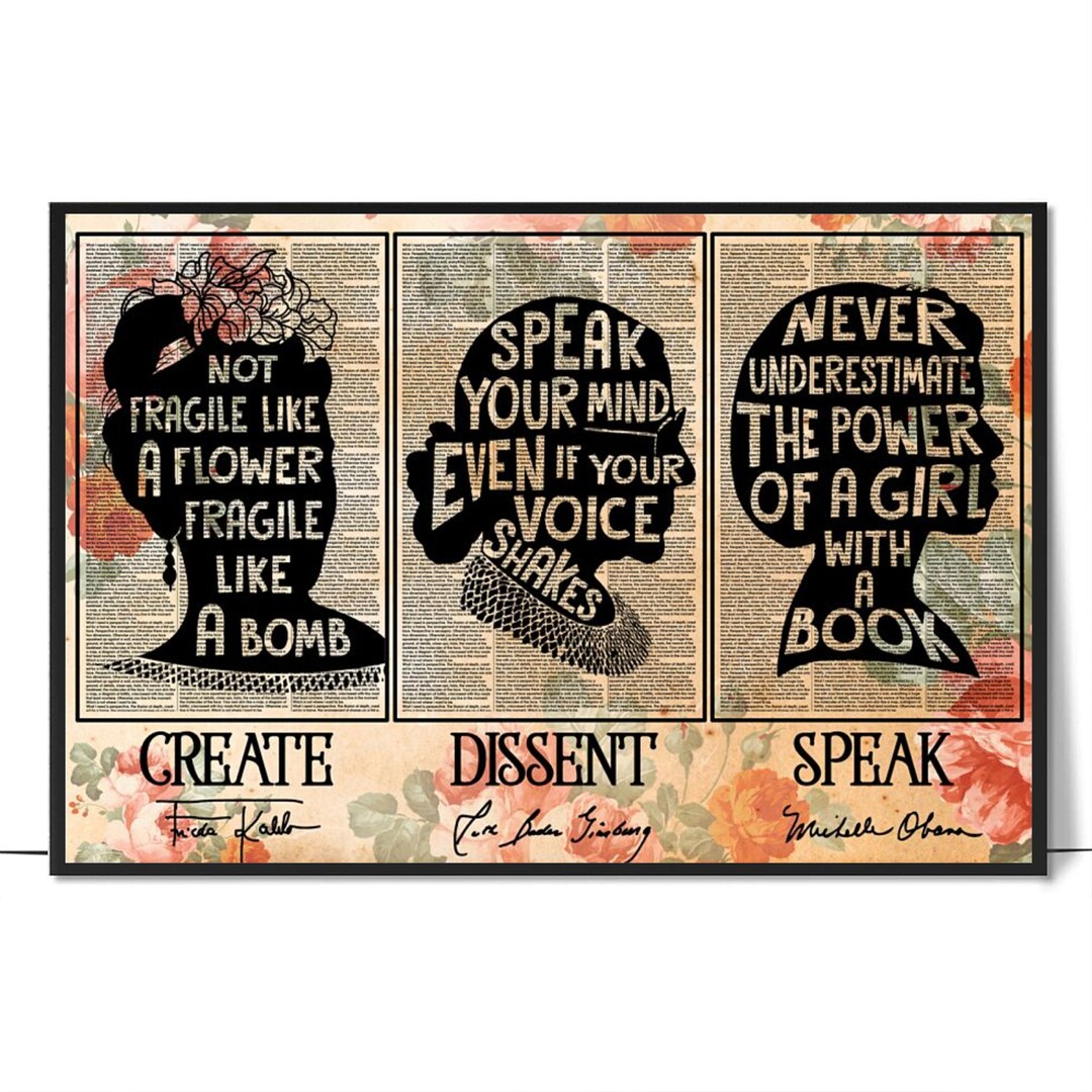Create Dissent Speak Poster/canvas - Frida Khalo, RBG Feminist Print ...