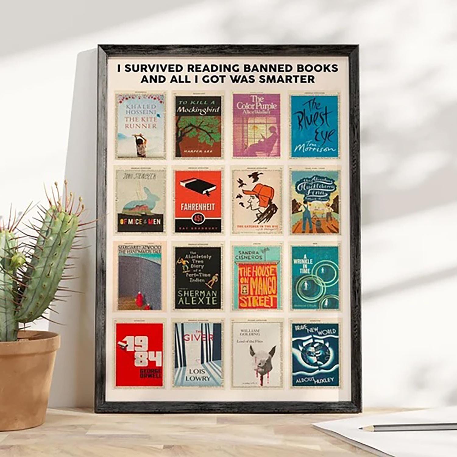 I'm With the Banned Books Poster, Vintage Book Lover Wall Art ...
