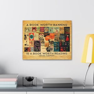 A Book Worth Banning Poster & Canvas – Book Lover Wall Art – Librarian ...