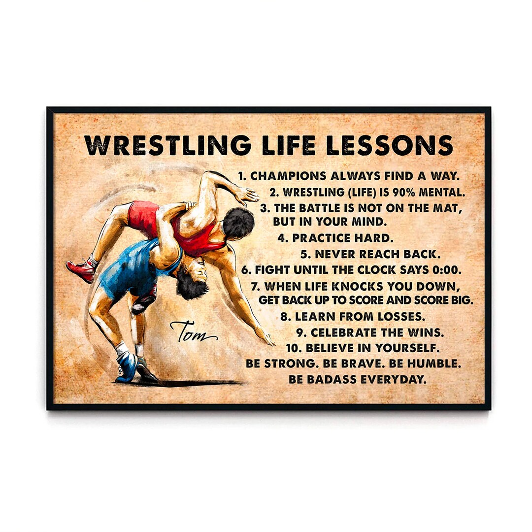 Wrestling Life Lessons Personalized Horizontal Poster, Canvas, Custom ...
