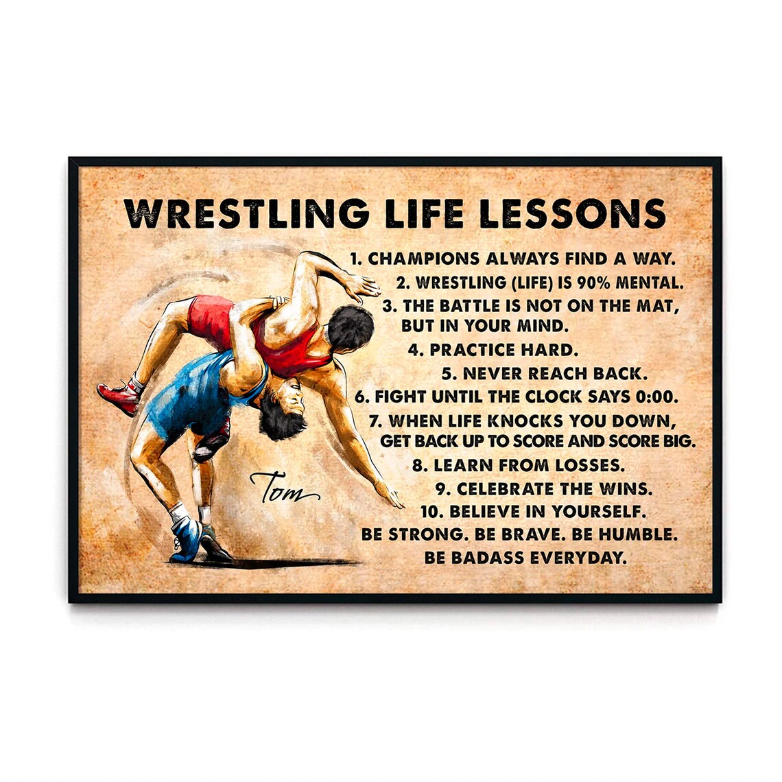 Wrestling Life Lessons Personalized Horizontal Poster, Canvas, Custom ...