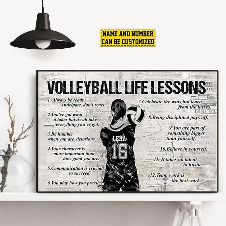 Volleyball Life Lessons, Personalized Motivational Volleyball Canvas ...