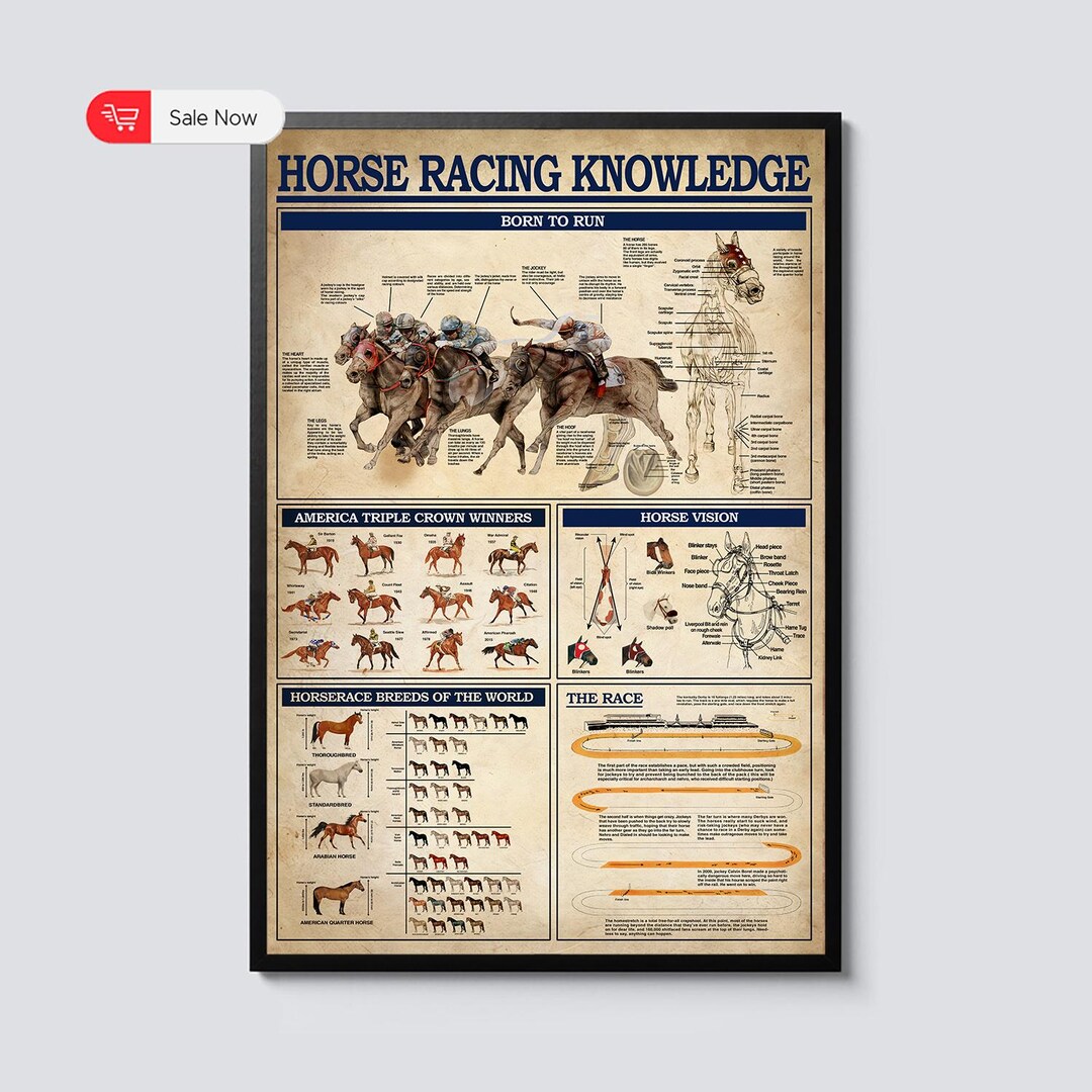 Horse Racing Knowledge Poster – Vintage Horse Wall Art – Canvas for ...