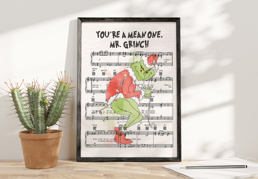 You're a Mean One Mr. Grinch Sheet Music Print – Dr. Seuss Christmas ...