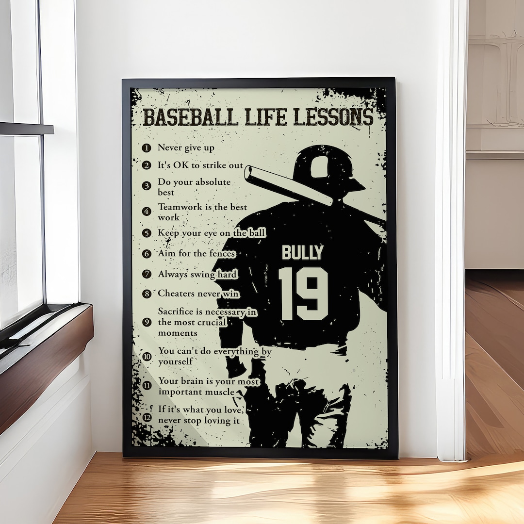 Personalized Baseball Poster & Canvas, Baseball Life Lessons Wall Art ...