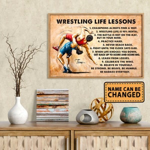 Wrestling Life Lessons Personalized Horizontal Poster, Canvas, Custom ...