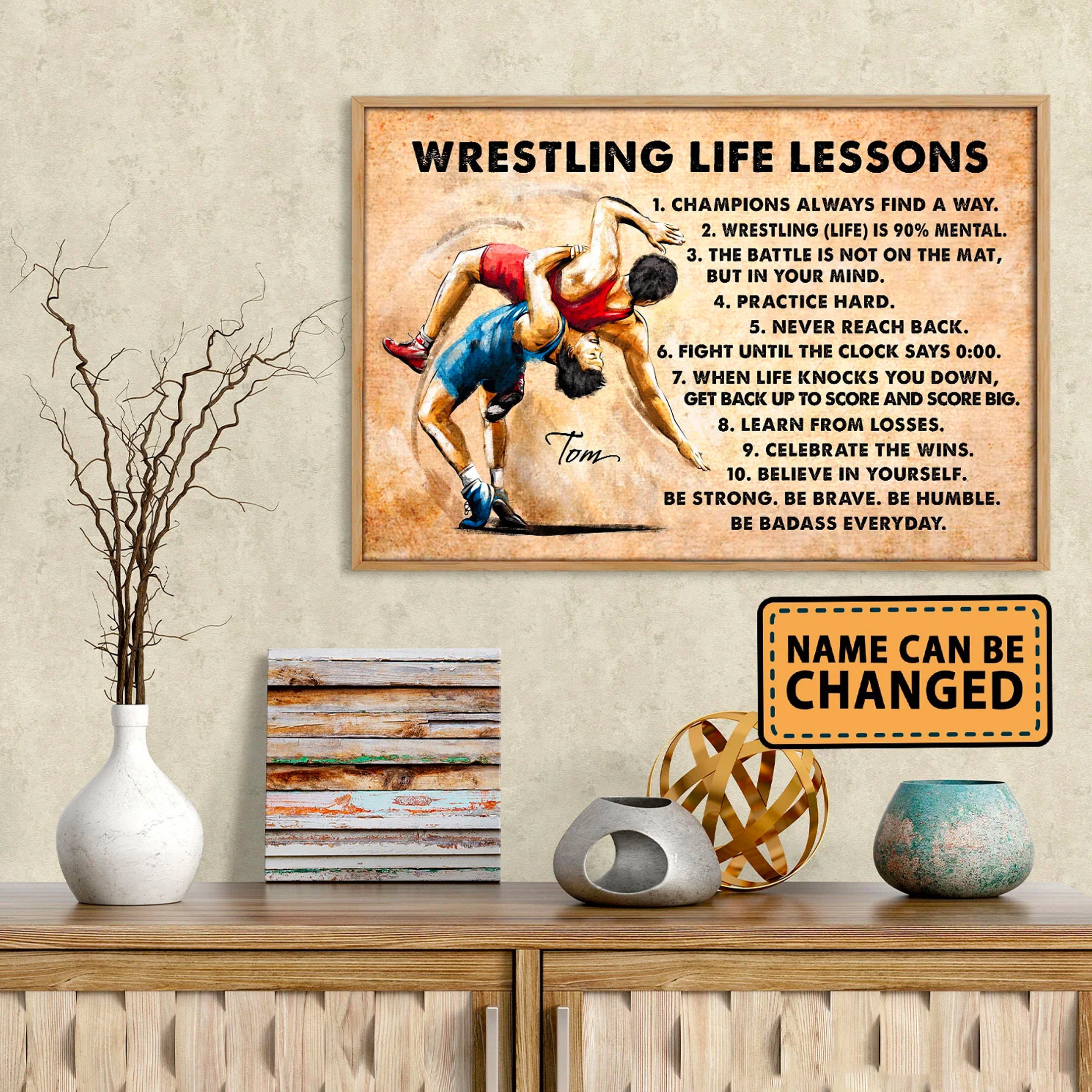 Wrestling Life Lessons Personalized Horizontal Poster, Canvas, Custom ...