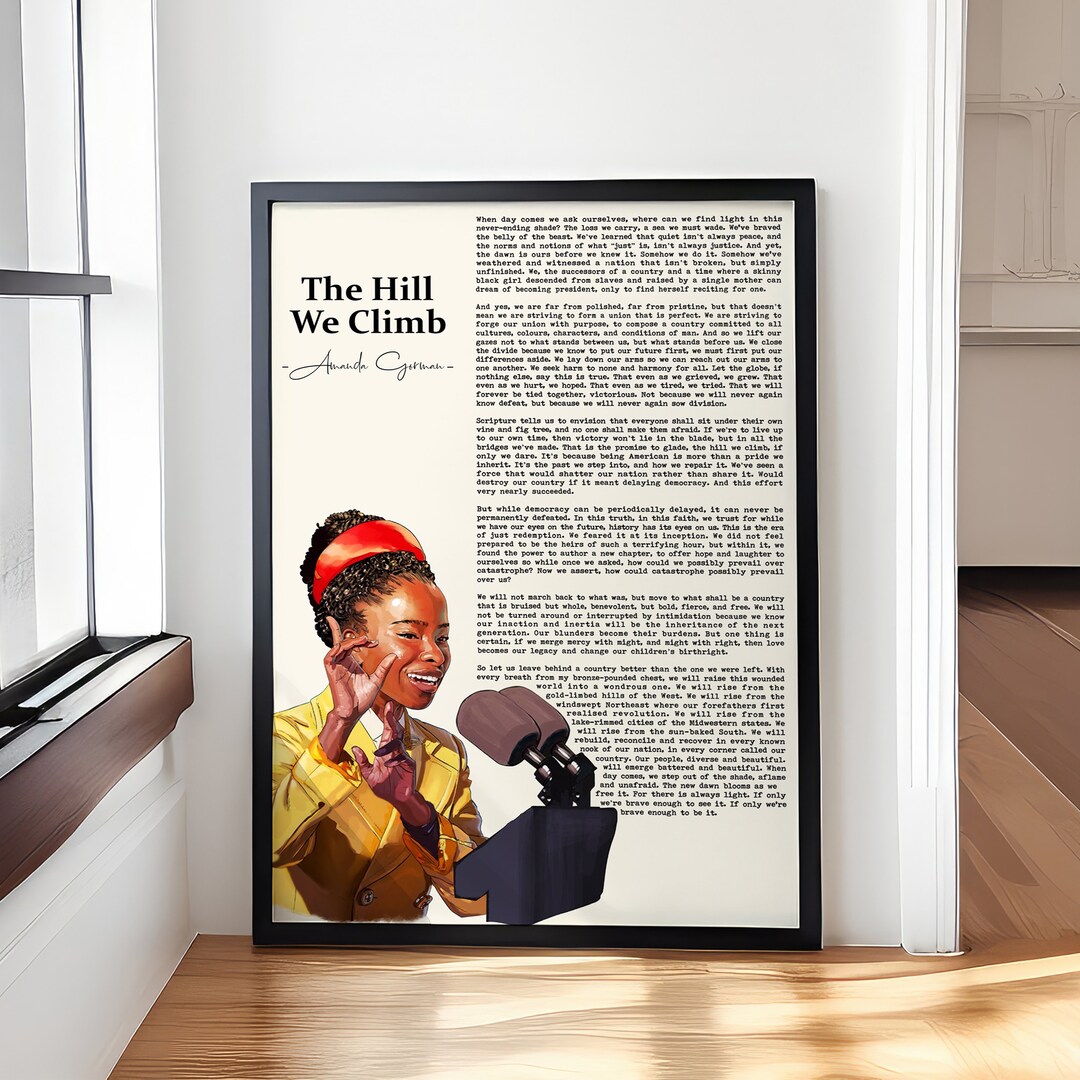 Amanda Gorman Full Poem Poster, the Hill We Climb Vertical Poster ...