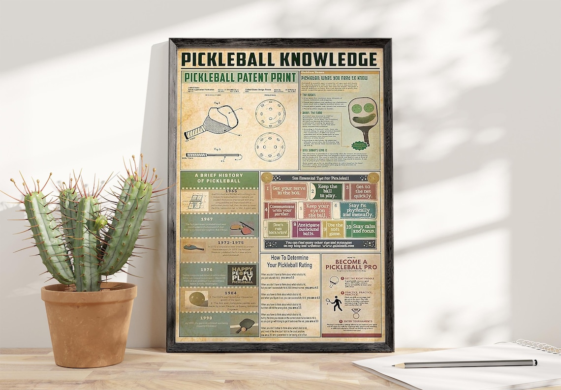 Pickleball Knowledge Decor Retro Poster Educational Wall Art, Knowledge ...