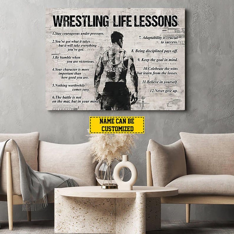 Wrestling Life Lessons, Personalized Motivational Wrestling Canvas ...