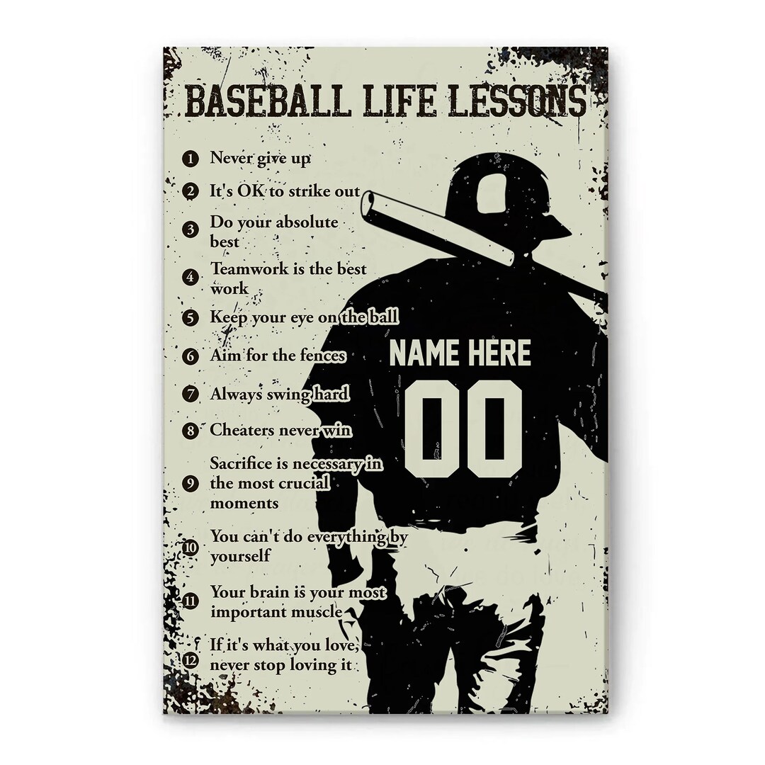Personalized Baseball Poster & Canvas Baseball Life Lessons - Etsy