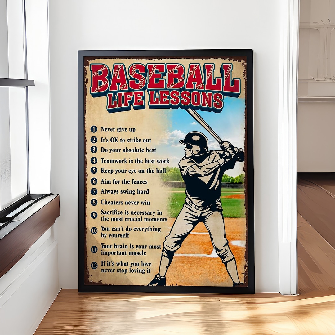 Baseball Life Lessons Poster - Baseballs Stuff Decor for Boys Bedroom ...