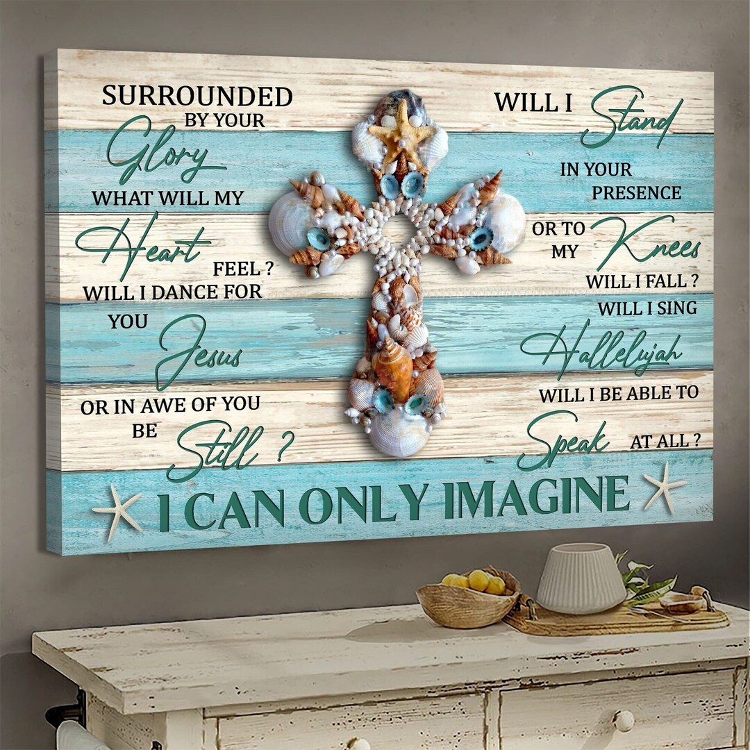 Seashell Cross I Can Only Imagine Jesus Canvas Poster Print, Christian ...
