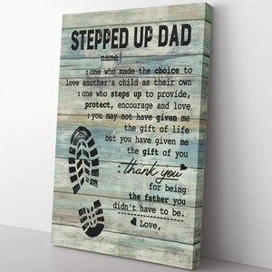 Customized Funny Stepdad Canvas Prints, Footprint Bonus Dad Gift From ...