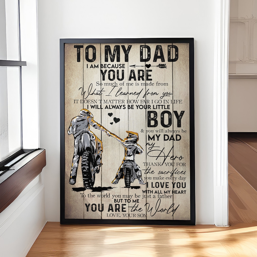 To My Dad Poster Motorbike Unframed Poster, Wall Art Decor, Father ...