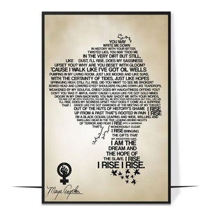 Still I Rise Poem, Maya Angelou Poster Print, Inspirational Poetry ...