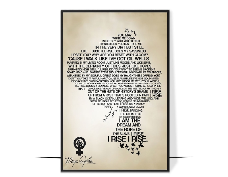 Still I Rise Poem Maya Angelou Poster Print Inspirational - Etsy