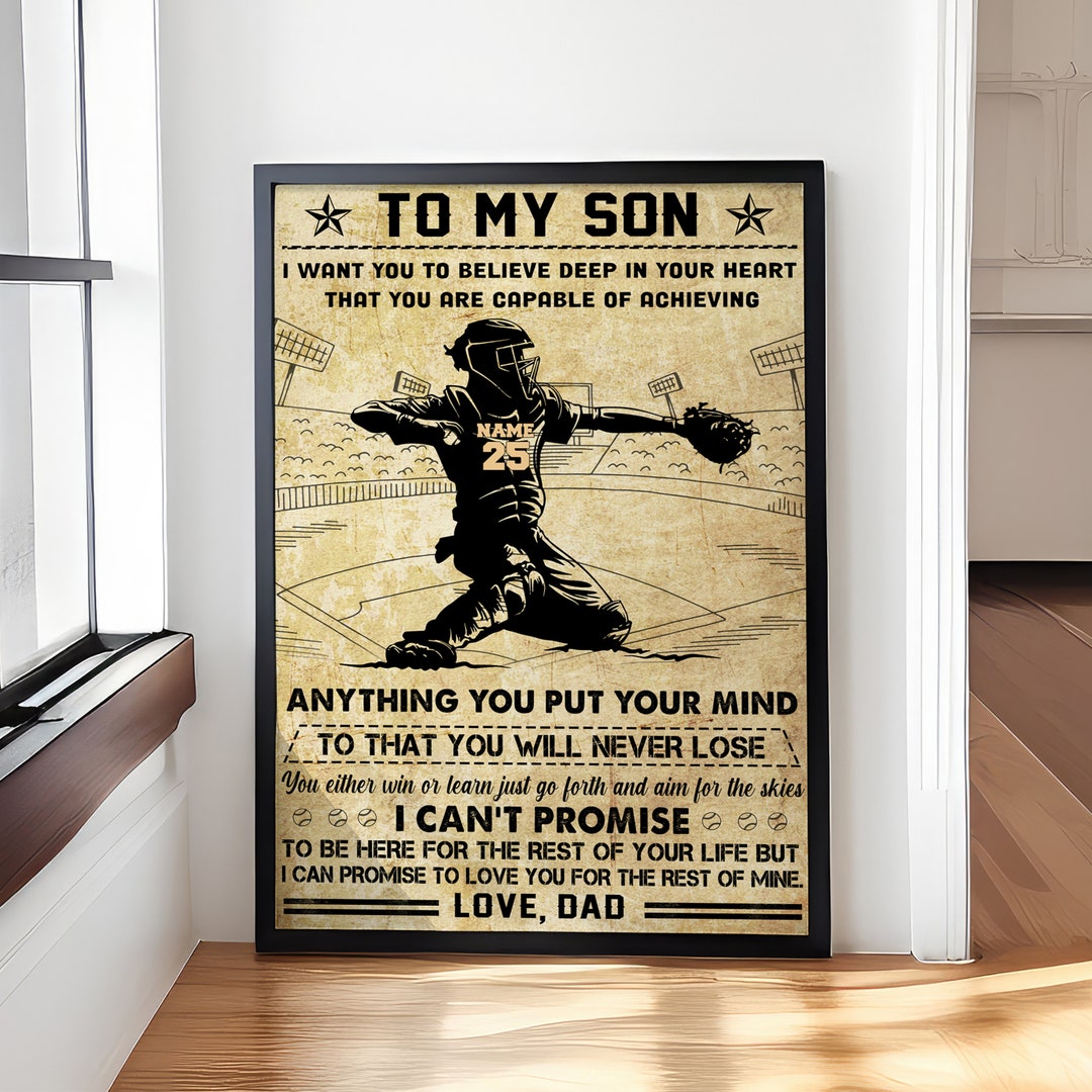 Personalizable Baseball to My Son Poster, Gifts for Son From Father ...