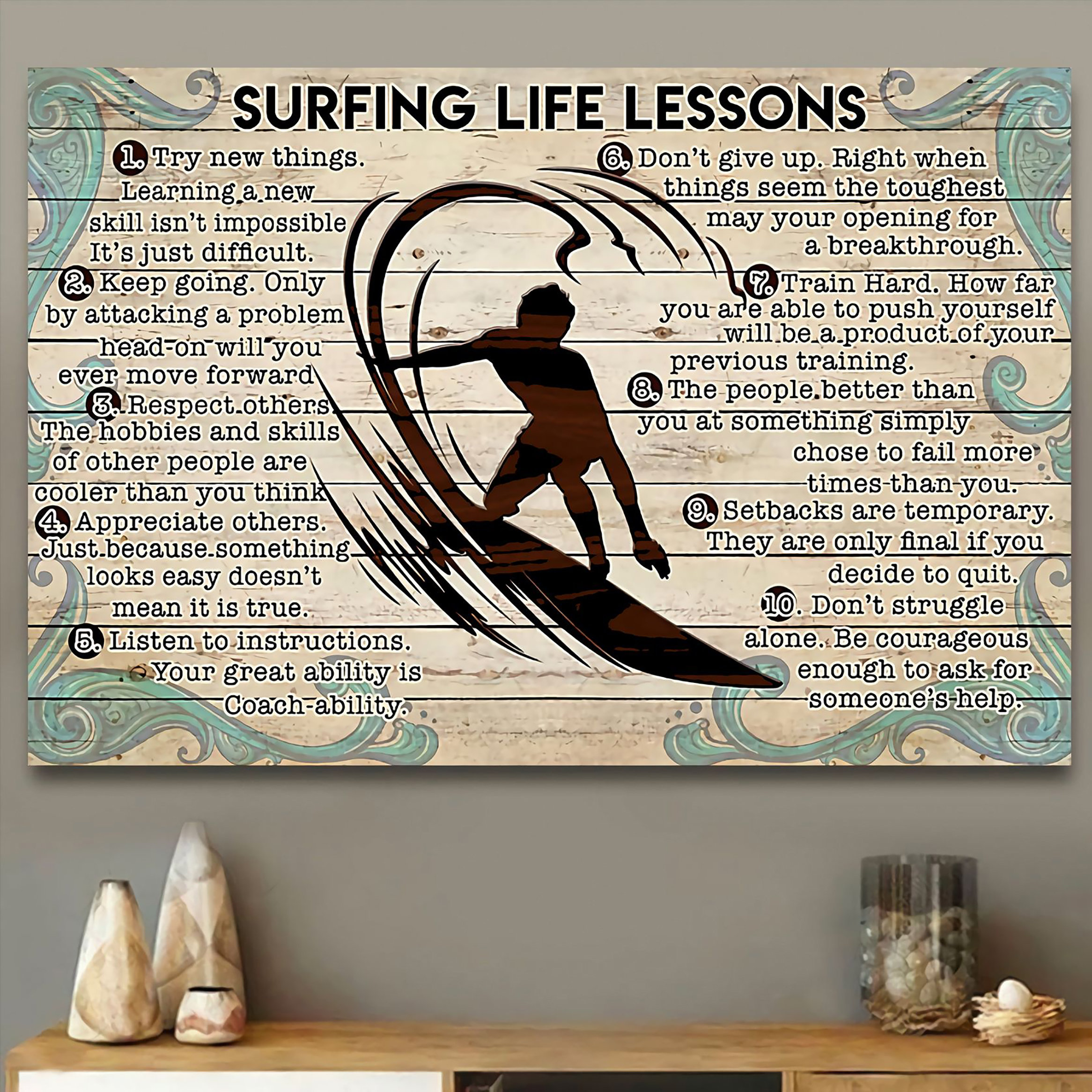 Surfring Life Lessons Poster Knowledge Poster Vintage Poster - Etsy
