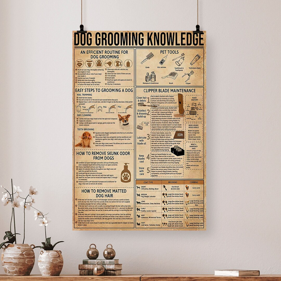 Dog Grooming Knowledge Poster/canvas, Dog Knowledg, Dog Grooming Wall ...