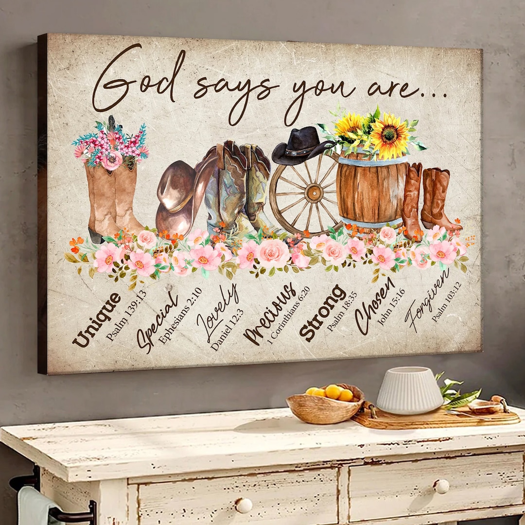 God Says You Are - Cowgirl Poster & Canvas, Girl Horse Poster, Home ...