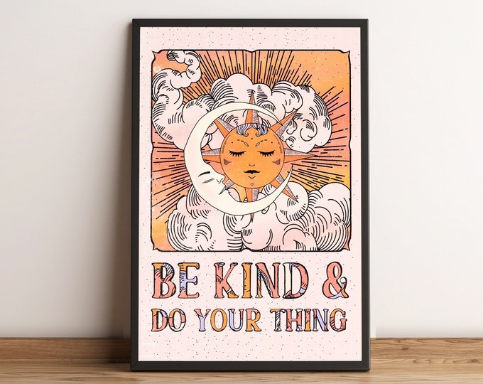 70s Home Decor, Be Kind and Do Your Thing, Sun and Moon 70s Decor ...