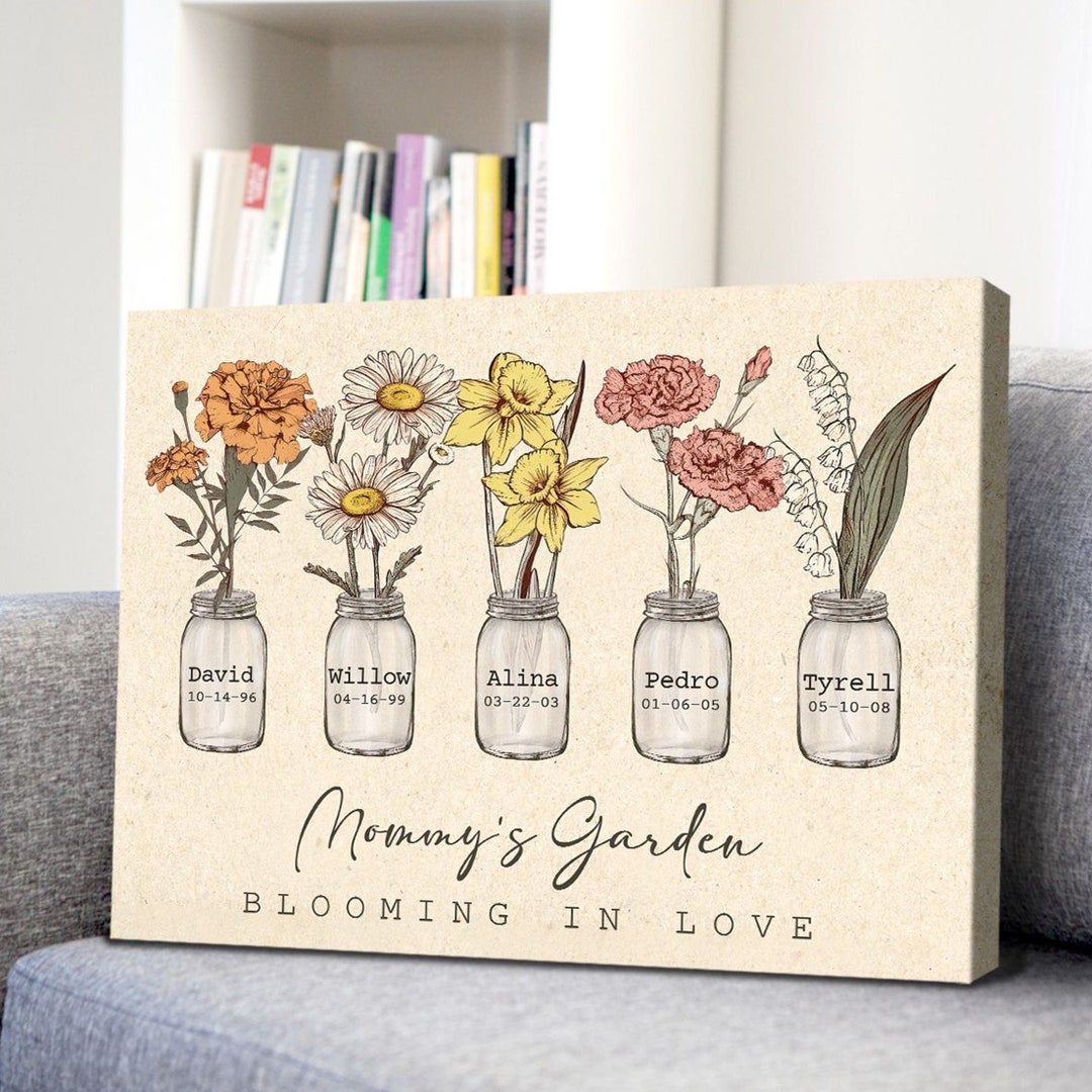Personalized Mom's Garden Custom Birth Month Flower Family Love Grows ...