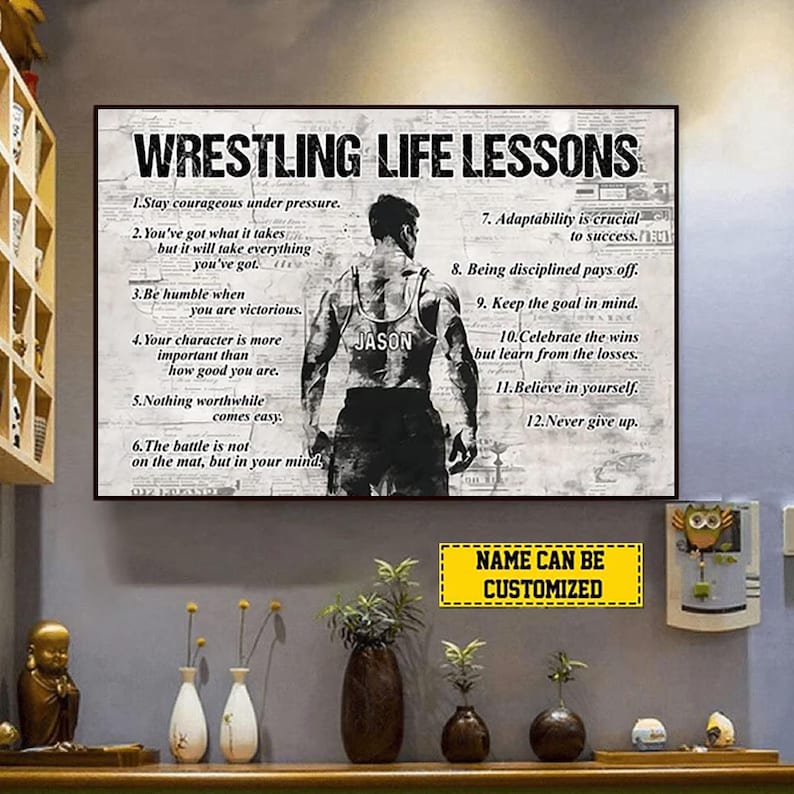 Wrestling Life Lessons, Personalized Motivational Wrestling Canvas ...