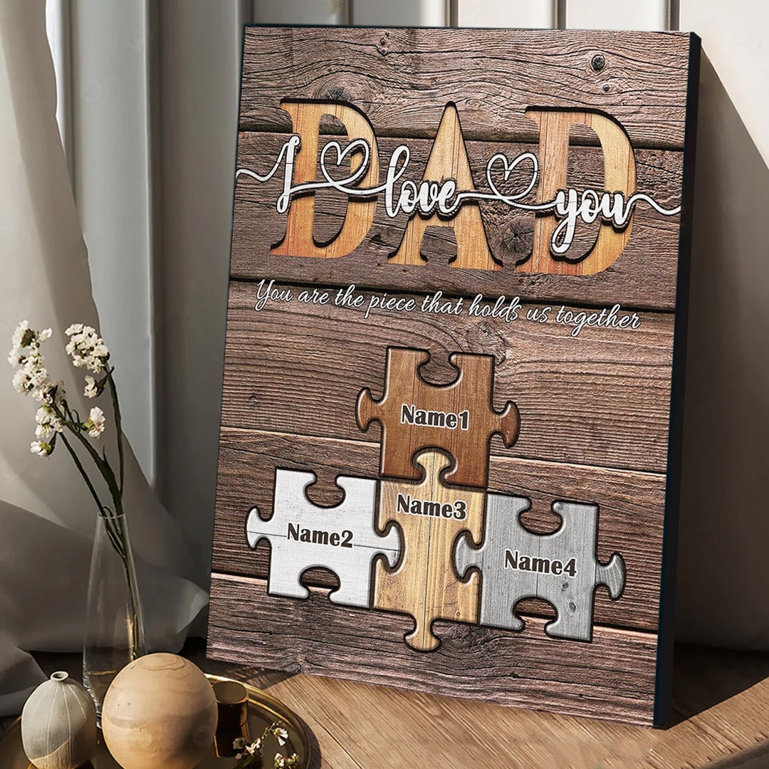 Personalized Fathers Day - Custom Puzzle Canvas Prints With Name Canvas ...
