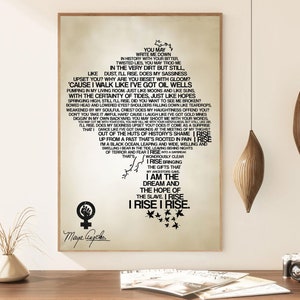 Still I Rise Poem, Maya Angelou Poster Print, Inspirational Poetry ...