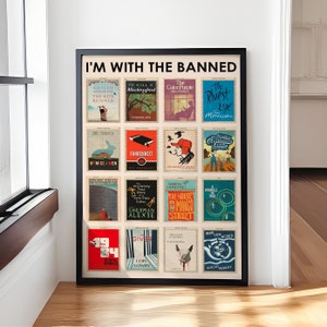 I'm With the Banned Books Poster, Vintage Book Lover Wall Art ...