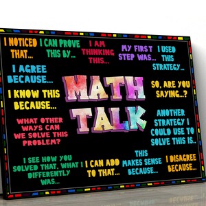 Math Talk Canvas, Math Teacher Classroom Poster, Hidden Math Poster ...