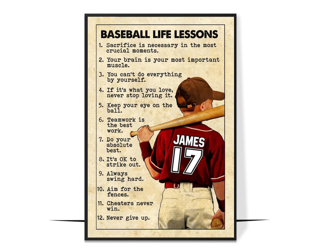 Personalized Motivational Baseball Life Lessons Poster for - Etsy