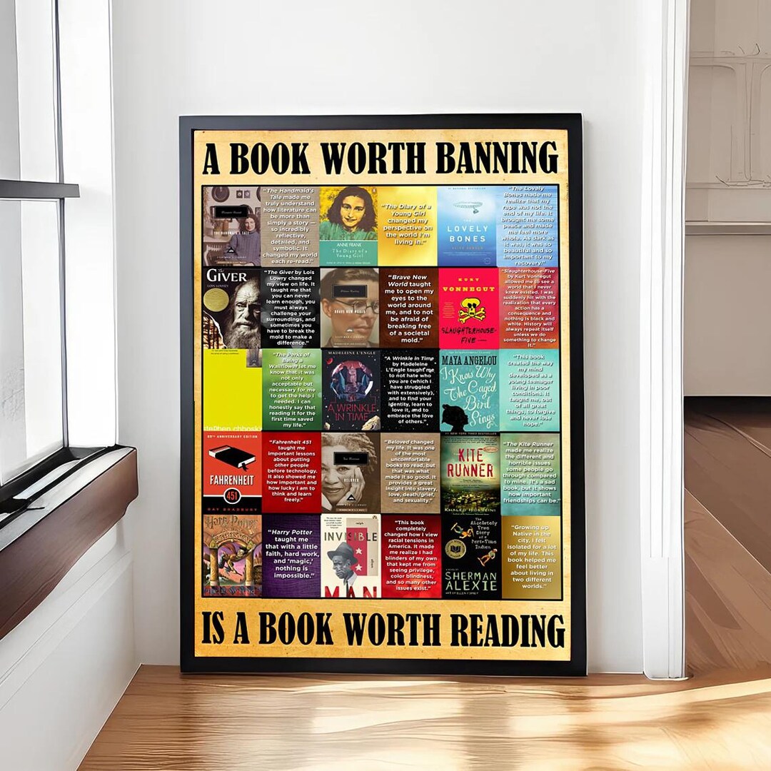 A Book Worth Banning Poster – Funny Book Lover Wall Art, Librarian ...